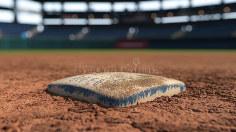 Close-up of a Baseball or Softball Base in the Dirt with Visible Wear ...