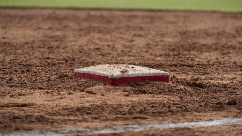Close-up of a Baseball or Softball Base in the Dirt with Visible Wear ...