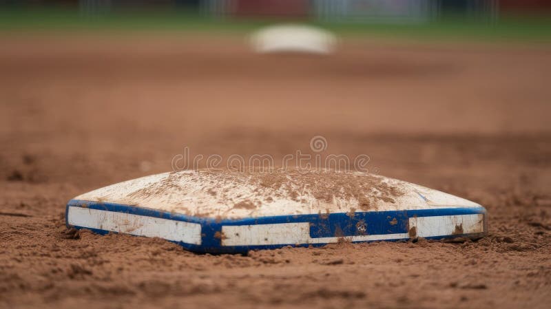 Close-up of a Baseball or Softball Base in the Dirt with Visible Wear ...