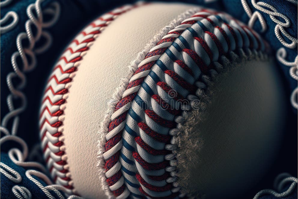 Close Up of a Baseball Threads with Room for Copy. Generative AI Stock ...