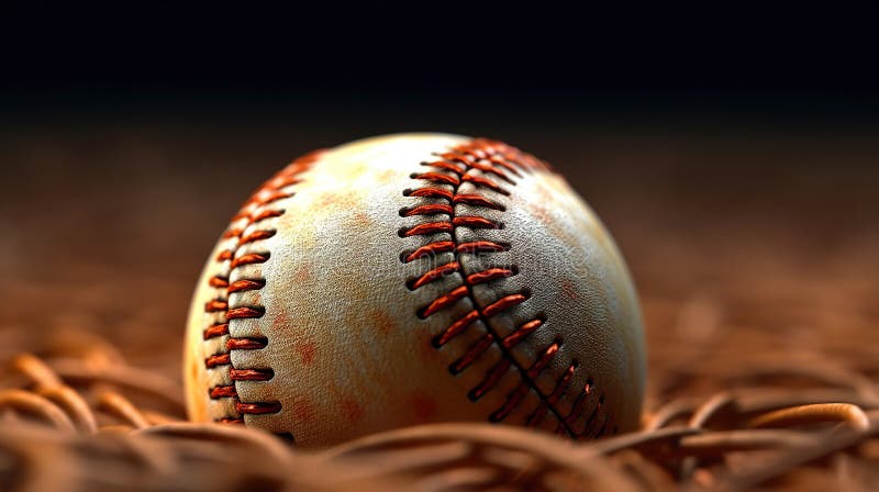 Close Up of a Baseball Threads with Room for Copy. Generative Ai Stock ...