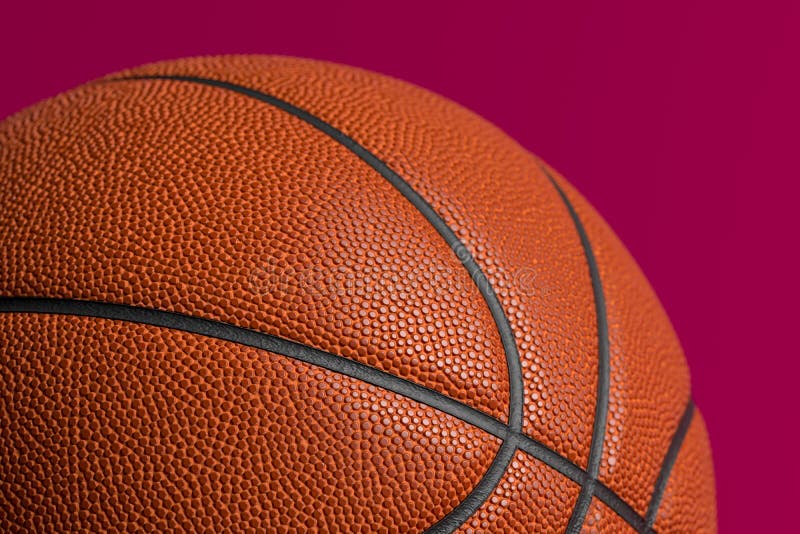 Close Up of Basketball Ball Isolated on Red Background. 3d Rendering ...