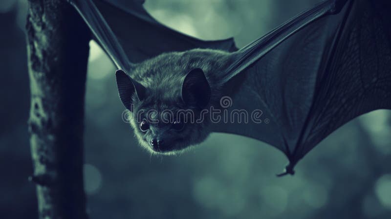 Close Up of a Bat in Flight at Night Stock Illustration - Illustration ...