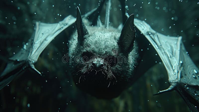 Close Up of Bat in Flight stock illustration. Illustration of realistic ...