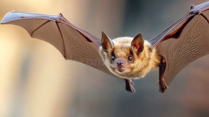A Close Up of a Bat with Large Eyes Flying in the Air, AI Stock Image ...