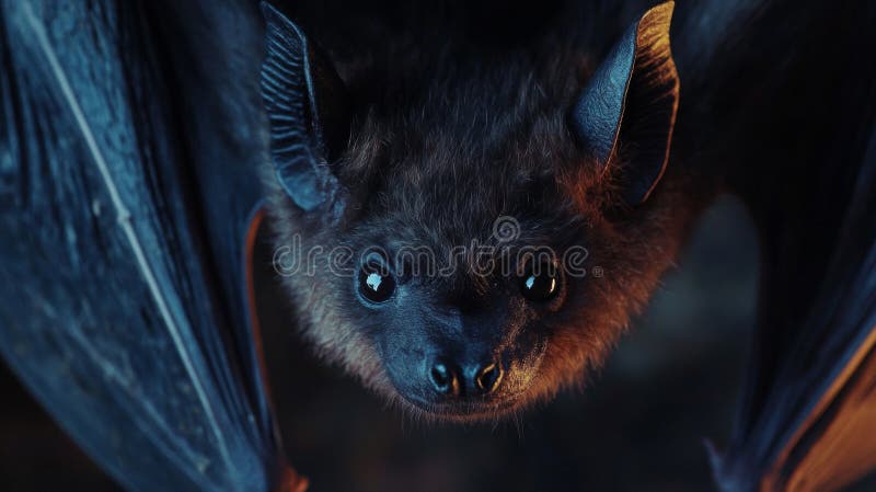 Close Up of a Bat at Night stock illustration. Illustration of wings ...