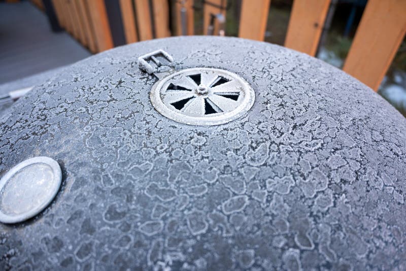 A Close Up of a Bbq Grill Covered in Ice Stock Image - Image of ...