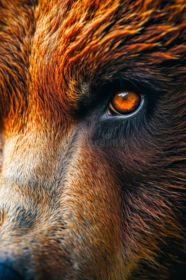 Close Up of Bear S Face Focusing on Its Eye. Generative AI Stock Image ...