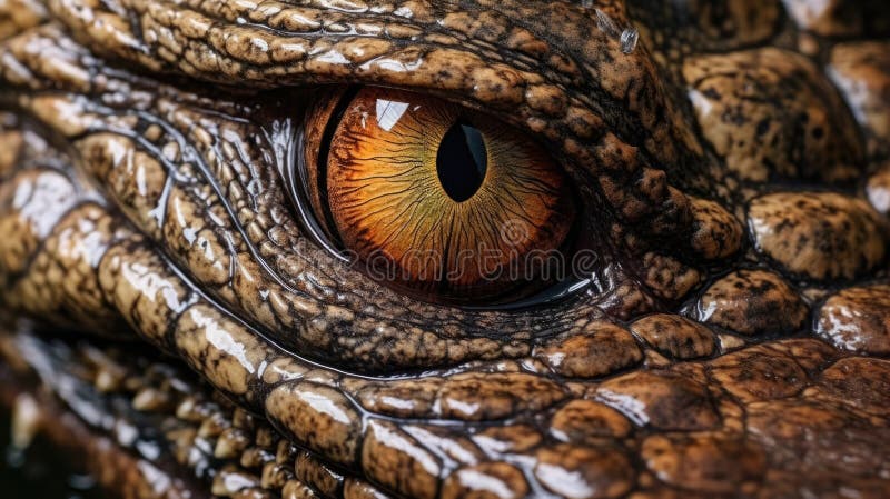 Close Up of Beast Eyes Young Crocodile. Generative AI Stock ...