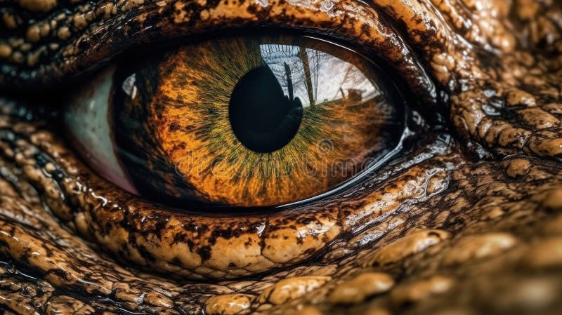 Close Up of Beast Eyes Young Crocodile. Generative AI Stock ...