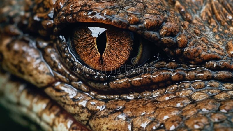 Close Up of Beast Eyes Young Crocodile. Generative AI Stock ...