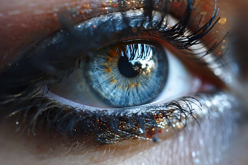 Close Up Beautiful Blue Woman Single Eye Stock Illustration ...