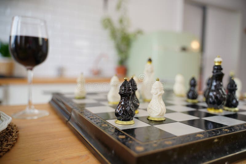 Close Up of Beautiful Chess on Table in Kitchen. Selective Focus of ...