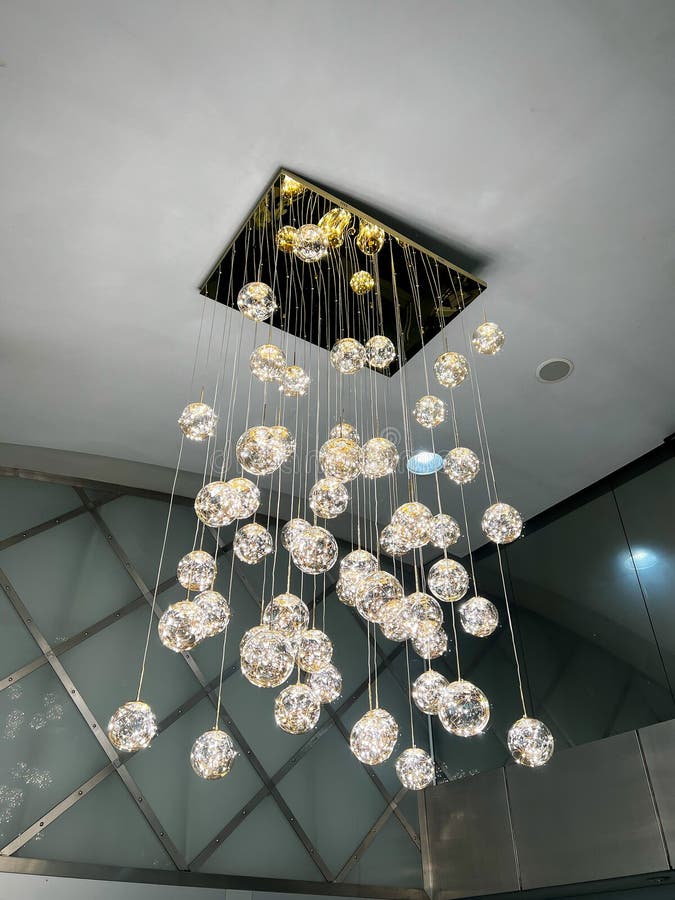 Close-up of a Beautiful Crystal Chandelier Beautiful Chandelier. Luxury ...