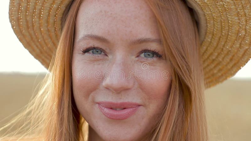 Gorgeous Woman With Red Hair Looks Merrily At Camera Stock Footage Video Of Happy Happiness 1445