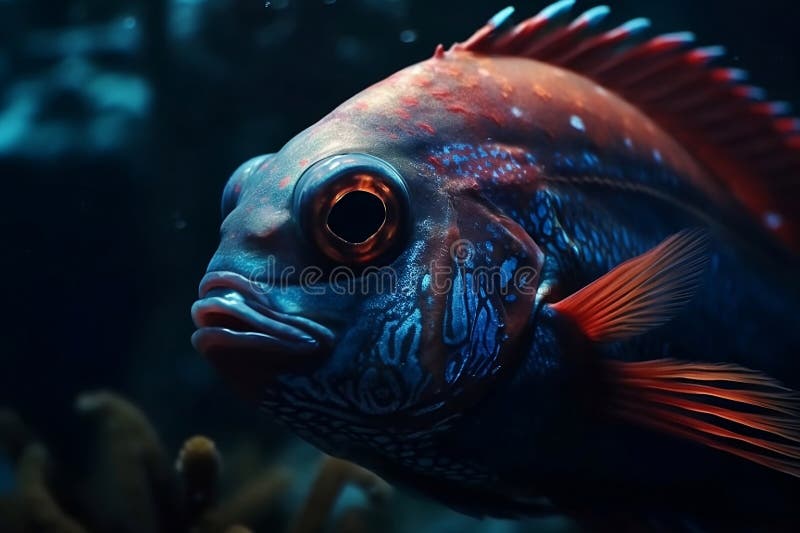 Close-up on a Beautiful Fish at the Bottom of the Sea. Generative AI ...