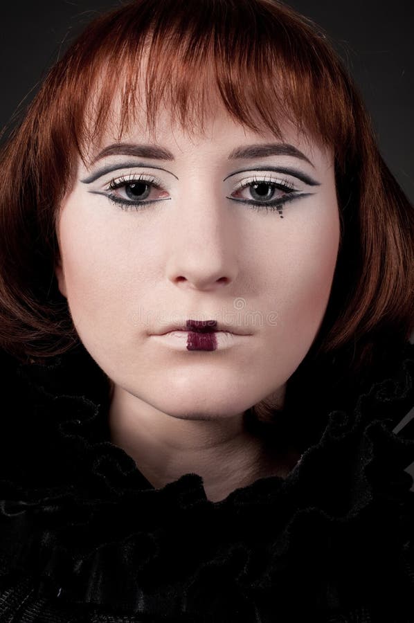 Close-up of Beautiful Girl with Chess Makeup Stock Image - Image of ...