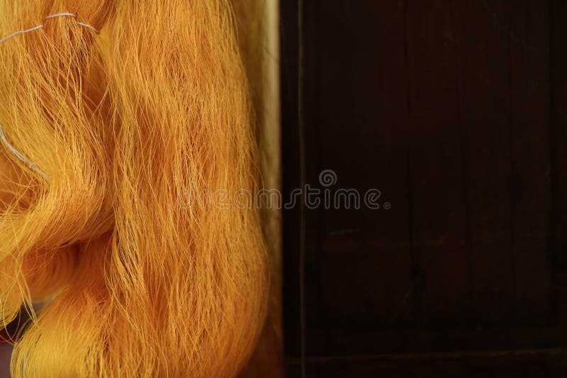 Close Up Beautiful Golden Raw Silk Thread Stock Image - Image of ...