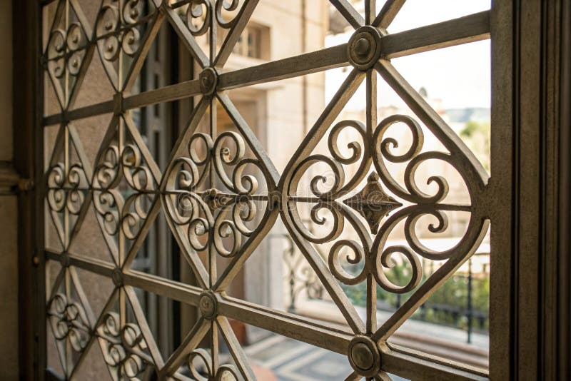 Iron Made Window Design Pattern Stock Illustration - Illustration of ...