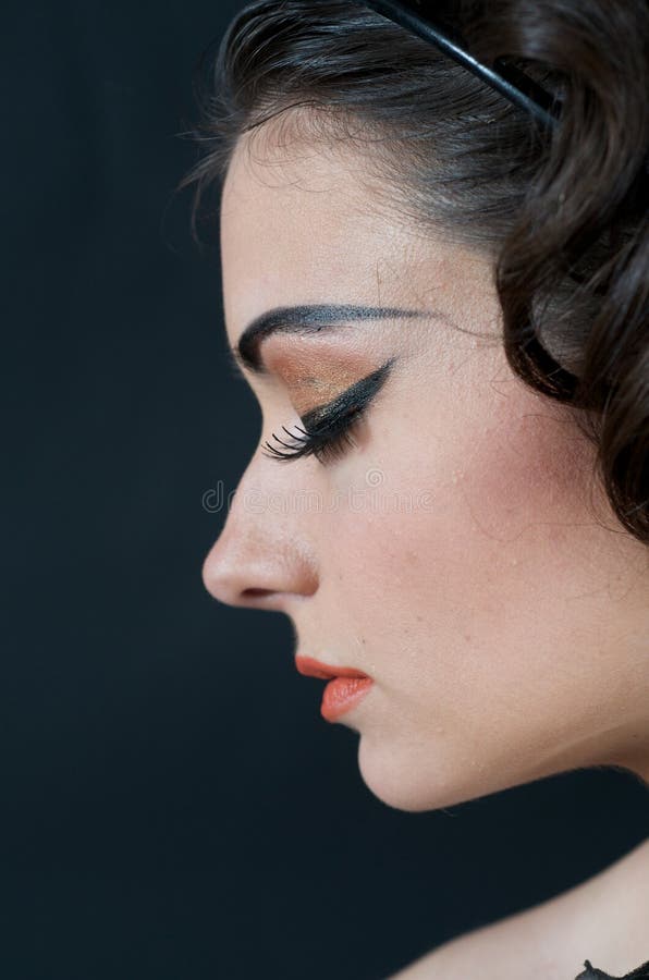 Close Up Beautiful Model in Profile Stock Image - Image of american ...