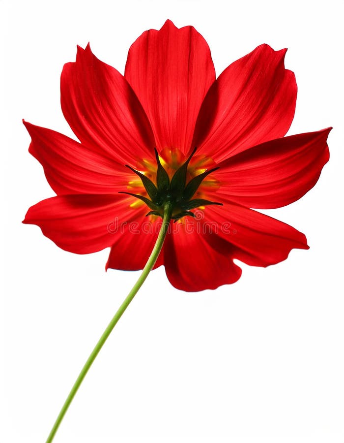 Close Up Beautiful Red Cosmos Flower Element in Bottom Angle Stock ...