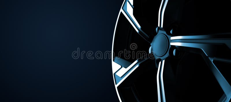 Close Up of a Beautiful Rim on a Dark Blue Background. 3D Illustration ...