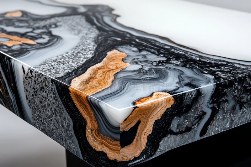 Close Up of Beautiful Table with Epoxy Resin Stock Illustration ...