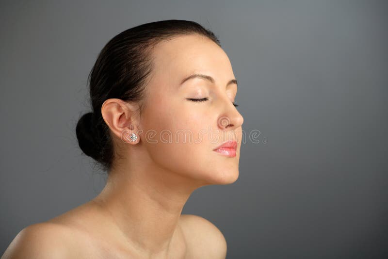 Close-up of Beautiful Woman Face, and Close Eyes Stock Image - Image of ...