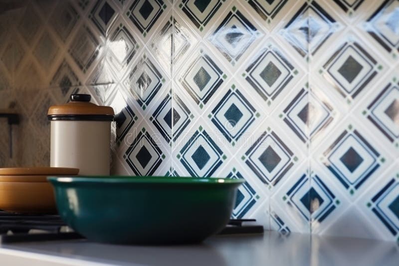 Close-up of Beautifully Patterned Ceramic Tiles for Kitchen Backsplash ...