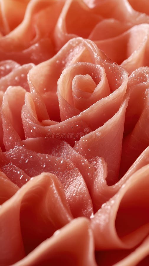 Close Up of Beautifully Sliced Light Ham Arranged in Delicate Rose ...