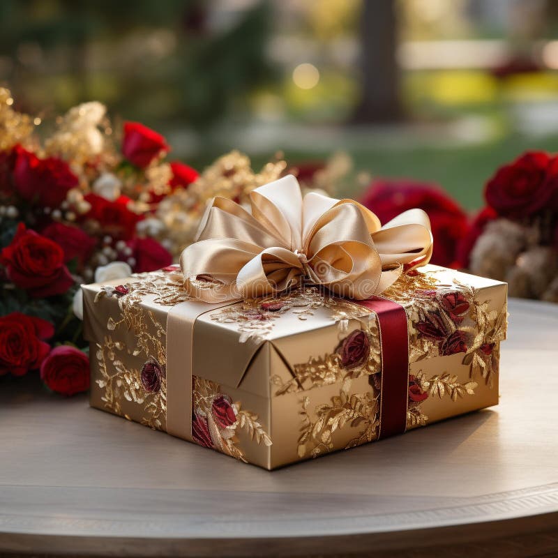 A Close-up of a Beautifully Wrapped Gift Box. Stock Illustration ...