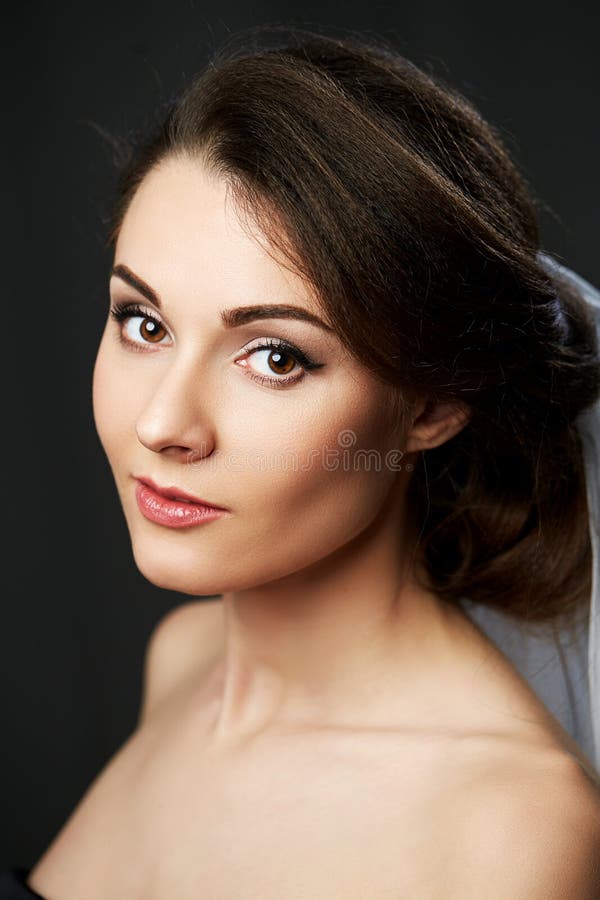Close Up Beauty Portrait on Dark Background Stock Image - Image of girl ...