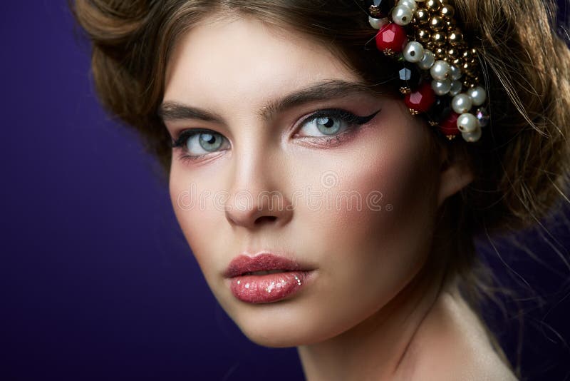 Close Up Beauty Portrait in a Studio Stock Image - Image of aged ...