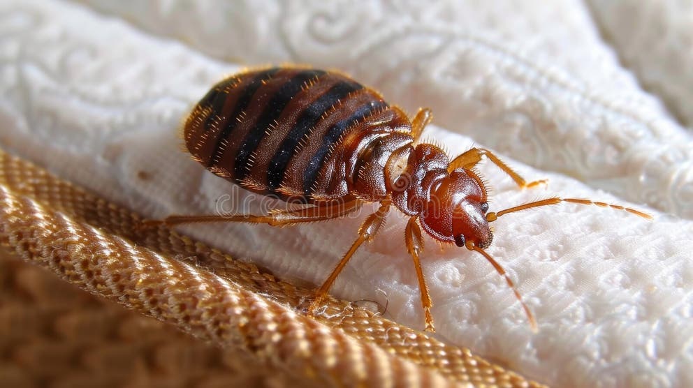 Close-up of a Bed Bug on Fabric Texture - Pest Control Concept Stock ...