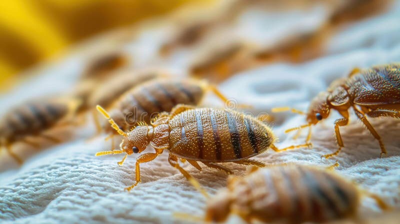 Close-up of Bed Bugs Crawling on Fabric Surface in Infested Area Stock ...