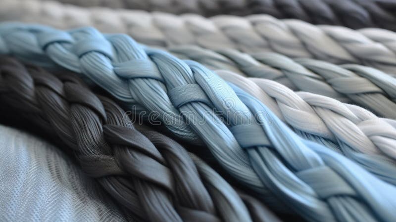 A Close Up of a Bed with Many Different Colored Braids on it S Sides ...