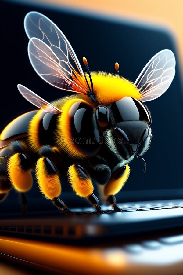 A Close Up of a Bee - Ai Generated Image. Stock Illustration ...