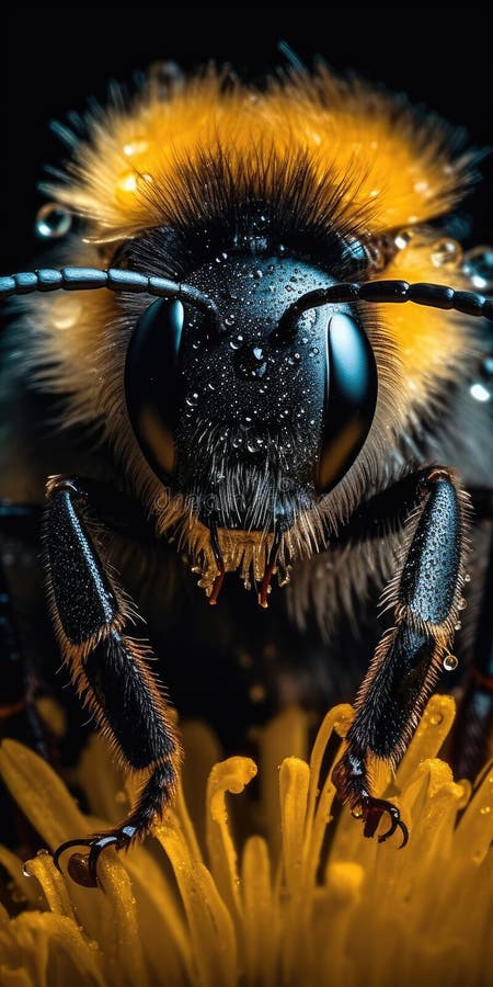 Close Up of a Bee or Bumble Bee Stock Illustration - Illustration of ...