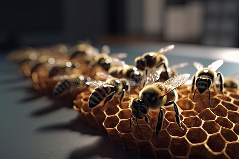 Close-up of a Bee Colony Atop an Active Hive, Buzzing with Activity, Ai ...