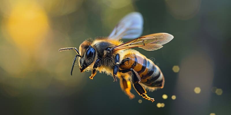 A Close Up of a Bee Flying, Showing Its Role in Pollination and Wing ...