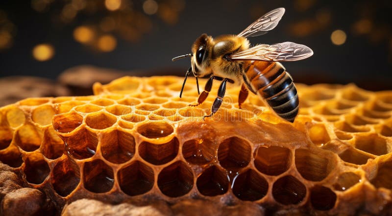 Close-up of a Bee on a Honey, Bee Doing Honey, Bee in Beehive, Close-up ...