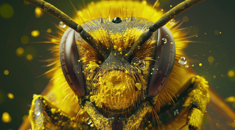 Close-up of a Bee S Head with Antennae Stock Illustration ...