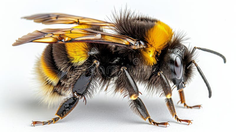 Close Up of a Bee on White Background Stock Image - Image of delicate ...