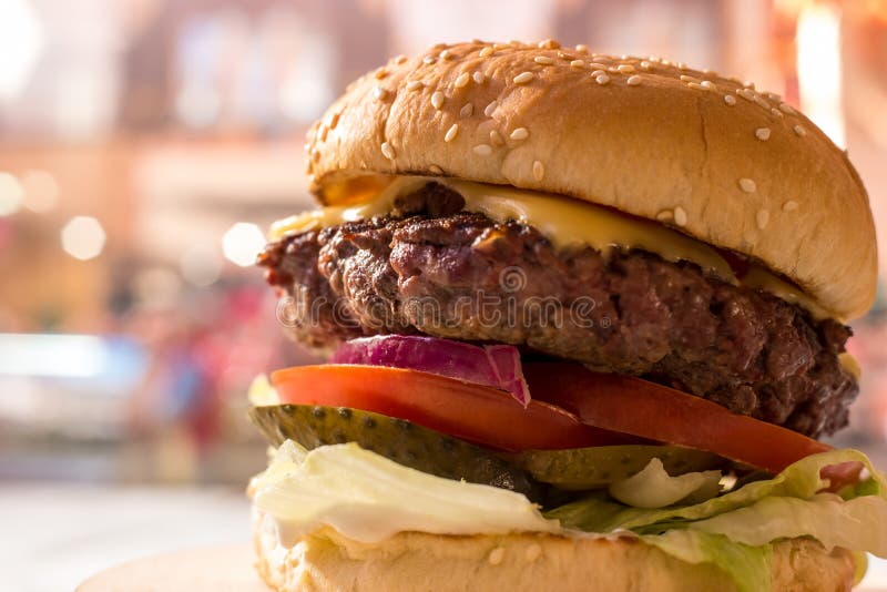 Close-up of burger. stock photo. Image of background - 85106702