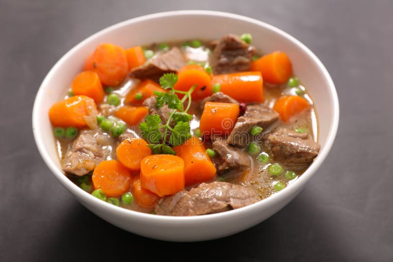 Beef, carrot and pea stock image. Image of casserole - 128959559