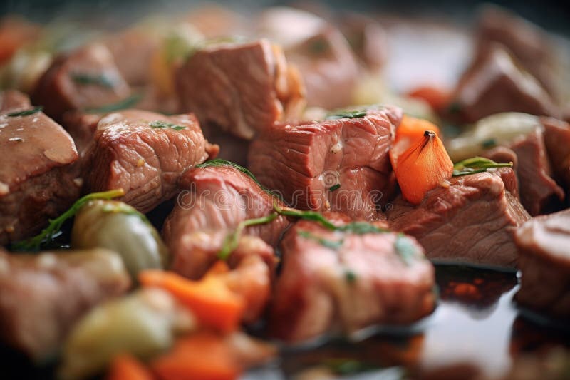Close-up of Beef Chunks in Stew, Surrounded by Gravy Stock Image ...