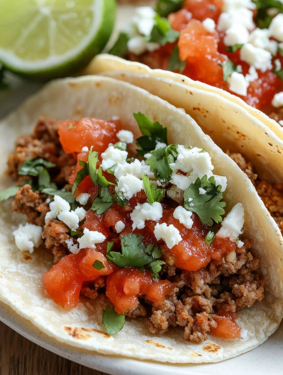A Close-up of a Beef Taco with Toppings. Stock Photo - Image of tacos ...