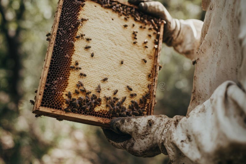 Close-up of a Beekeeper S Hand Holding an Empty Hive Frame in a Sunny ...