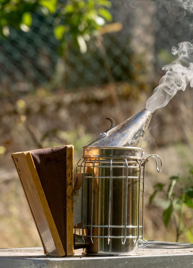 Close-up of a Beekeeping Smoker Smoking in an Apiary Stock Photo ...