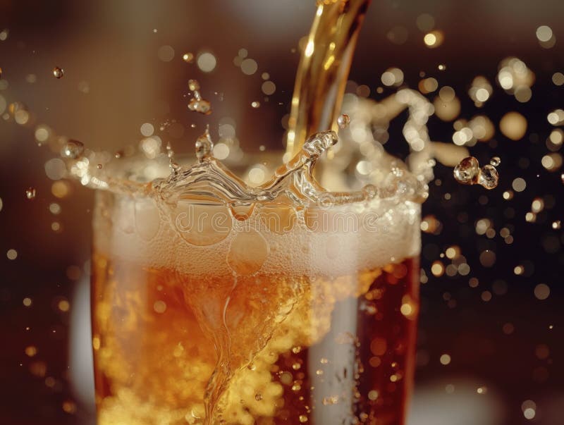 Overflowing Beer Glass with Dynamic Splash Stock Image - Image of ...